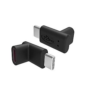 90 Degree Right Angle Type-C Male to Type-C Female Adapter 100W 40G,up and Down 90 Degree Type-c Plug to Jack Expansion Adapter is Suitable for Notebook Computers, Tablet Computers and Mobile Phones
