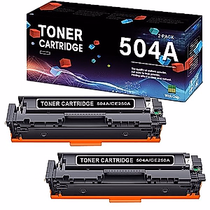504A Black Toner Cartridge (with Chip), CE250A High Capacity Toner Cartridge, Compatible Replacement for CP3525N CP3525 CP3525X CP3525DN CM3530 MFP CM3530FS MFP Printer.(2 Pack/ Black )