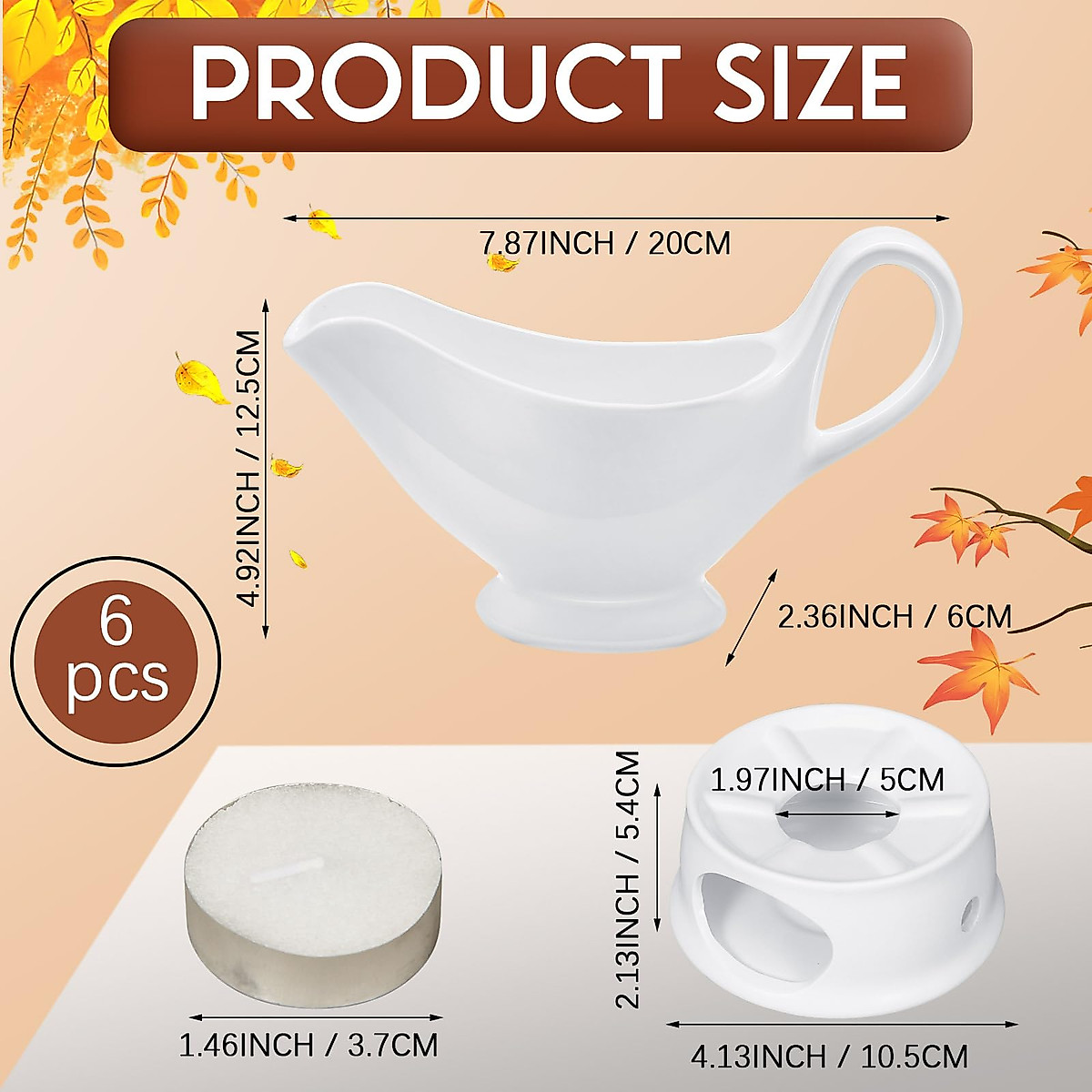 Sliner 2 Sets Gravy Boat with Stand and Candle, Ceramic Sauce Boat 15.5 oz Porcelain Sauce Boat with Butter Warmers for Seafood, White Boat Hot Sauce Warmer for Daily Meal, Party Supplies