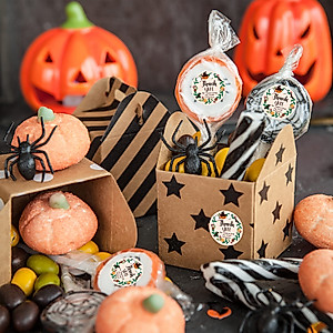 Thank You Halloween Label Stickers Roll, 1.5 inch 500 Pcs Cute Halloween Fun Stickers for Small Business, Round Seal Ghost Stickers for Goodie Bags Gift Favors Box Cards Decorations