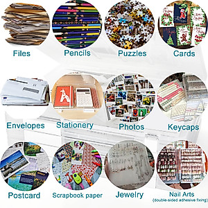 Acrux7 6 Pack Plastic File Storage Cases, Thin Transparent File Box, Portable Project Case, Scrapbook Paper Storage Organizer Clear File Box for Photos, Art, Craft, Office Supplies (12x9x0.8 Inch)