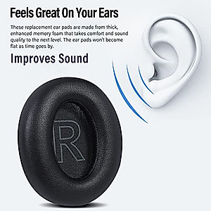 Sodorous Life Q20 Ear Pads Replacement Ear Cushion Foam Softer Protein Leather Earpads Compatible with Anker Soundcore Life Q20 / Q20 BT Headphones, Softer Leather Foam