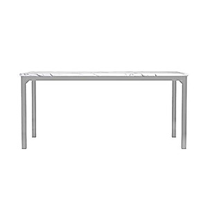 Coaster Furniture Athena Rectangle Marble Top Dining Table Carrara Mable and Chrome 110101