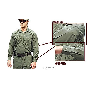 TRU-SPEC 24-7 1051028 Men's Ultralight Long Sleeve Uniform Shirt, Polyester Cotton Rip-Stop, 3X-Large Long, Black