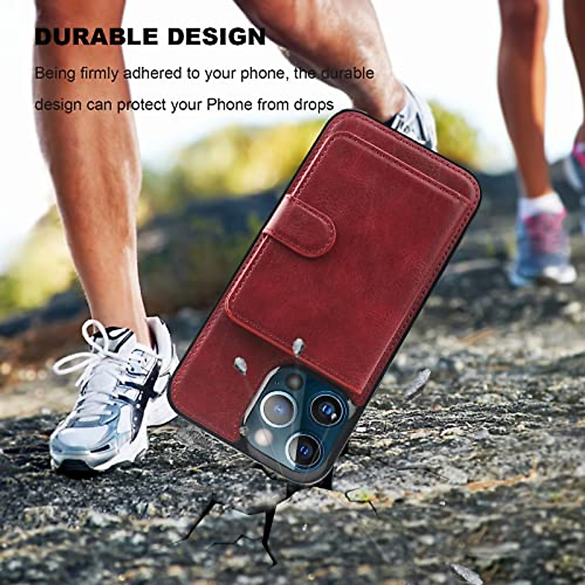 Bocasal Wallet Case for iPhone 13 Pro Max Compatible with MagSafe Magnetic RFID Blocking Detachable Premium PU Leather Flip Case with Card Slots Holder Kickstand Wireless Charging 6.7 Inch (Wine Red)