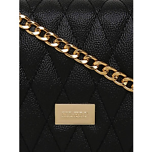 KLEIO Women's Quilted Vibrant Cross Body Sling Hand Bag For Medium Black