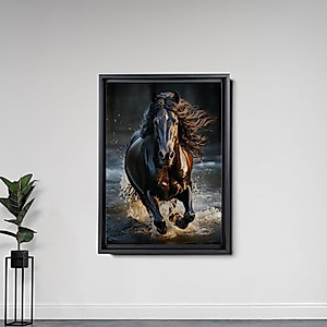 Majestic Black Stallion Galloping In The Clouds, Black Horse On Salt Flats, Canvas Print, Black Horse Print, Black Horse Wall Art, Decor Canvas, Home Decor