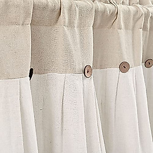 Lush Decor Linen Button Farmhouse Valance, 18"L x 84"W, Linen