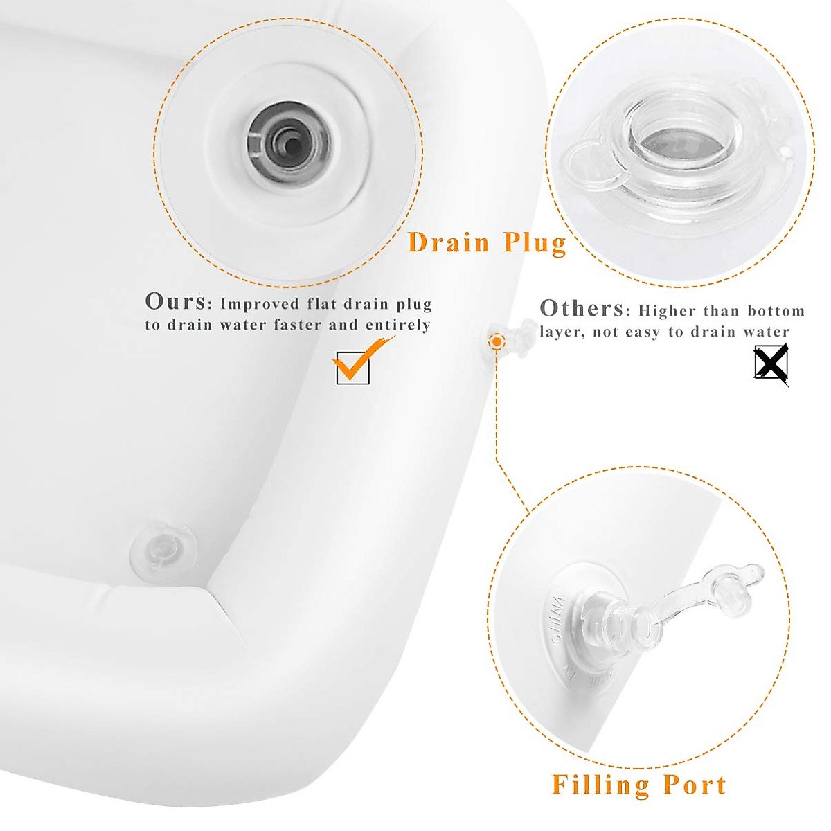 Hemoton 3PCS Inflatable Serving Bar Salad Ice Tray Food Drink Containers,Waterproof Durable Inflatable Cooler Serving Bar for BBQ Picnic Pool Party Picnic Luau,with drain plug