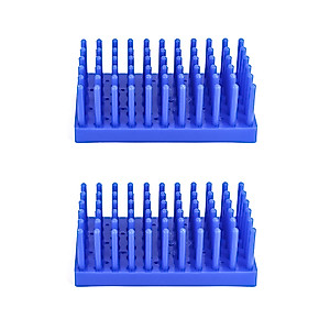 QWORK Test Tube Rack, Plastic Spike Drying Rack Holds, 2 Pack, 66-Position, for 12-16 mm Tubes, Blue