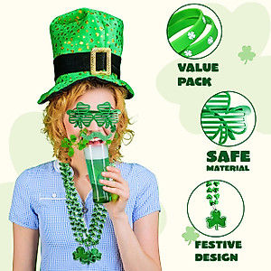 JOYIN 156 Pcs St. Patrick's Day Party Favor Set, 6 Necklaces 6 Eyeglasses 12 Bracelets 72 Temporary Tattoos 12 PCS Mustache 48 Plastic Coins St Patricks Day Accessories