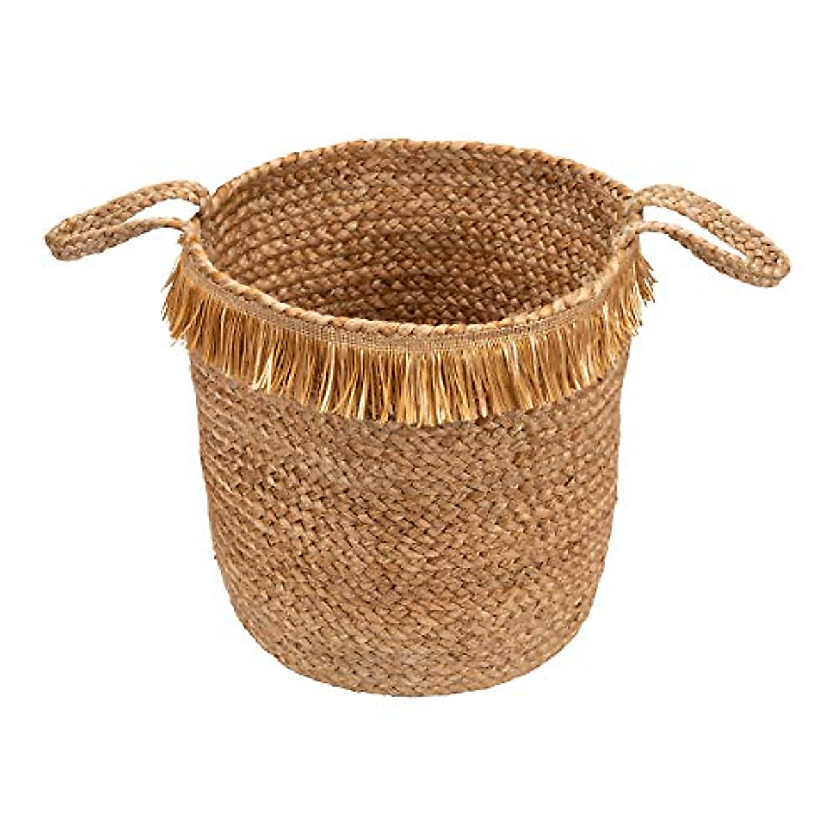 Natural Fringe and Jute Storage Basket