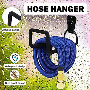 Luoximo Garden Water Hose Holder - Heavy Duty Hose Hanger Wall Mounted for Outside, Sturdy Hose Holder Freestanding Metal Hose Hook with Installation Guide(100ft)