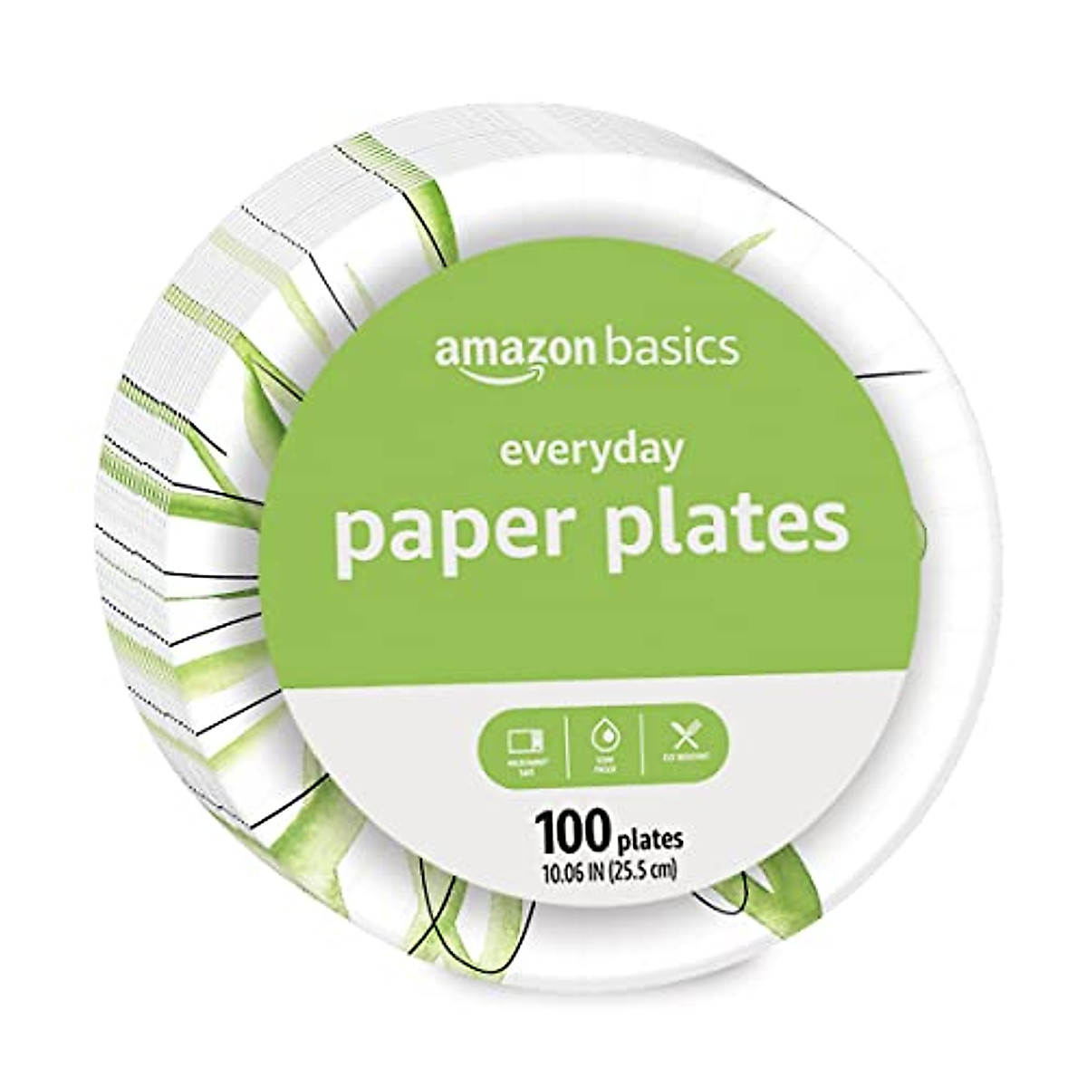 Amazon Basics Everyday Paper Plates, 10 Inch, Disposable, 100 Count