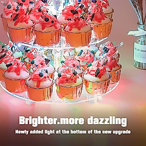 YestBuy 3 Tier Shelf Cake Pop Stand (Blue) +4 Tier Round Cupcake Stand – Premium Cupcake Holder – Acrylic Cupcake Tower Display – Display for Pastry Weddings, Birthday Parties & Events (Multicolored)