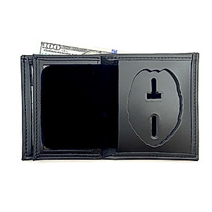 Perfect Fit Shield Wallets Eagle Top Badge Wallet Police Shield Security Fits for Blackington 296 Security Style Badge Bi-Fold Hidden Badge Wallet Leather Black (Cutout PF209)