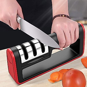 UOOD Sharp Knife Sharpener – 3 in 1 Non-Slip Ergonomic for Professional Kitchen Knife Sharpener, Diamond rods, Tungsten Carbide Plates, Ceramic Stone, Safe