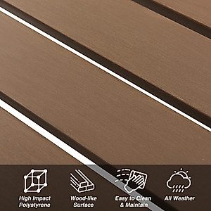 EFURDEN Adirondack Chair with Retractable Ottoman, Folding Adirondack Chair with Footrest, All Weather Poly Lumber Fire Pit Chair with Ottoman, All Weather Chair for Outdoor Brown