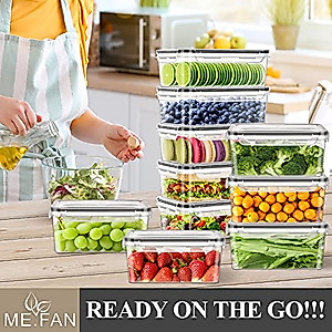 ME.FAN 10 Pack [74.4 Oz-58.8 Oz] Food Storage Containers with Lids Meal Prep Containers, Airtight Food Containers for Kitchen Storage Organization- Lunch Boxes with Labels & Marker Black