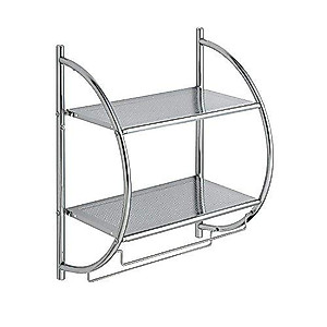 Bathroom Shelf with Towel Bar Shower Organizer Waterjoy Wall Mounted Chrome Towel Rack 2-Tier Toilet Bathroom Storage Rack, Rustproof