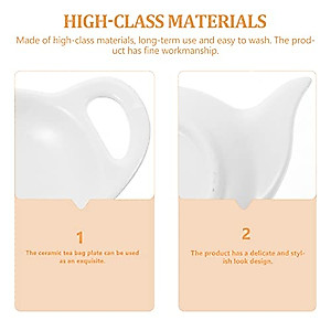 Angoily Tea Bag Holder Ceramic Teabag Coaster Teabag Tray Tea Bag Storage Plate Teabag Holder Tea Saucer Spoon Seasoning Dish Ketchup Dipping Bowl for Home Tea Party Favor White Keychain Holder