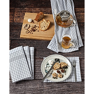 Cosmiaty Kitchen Towels – Dish Towels Suitable for Kitchen Gifts | Set of 5 100% Cotton Tea Towel | Vintage Style Kichen Cloths (Grey, 5)