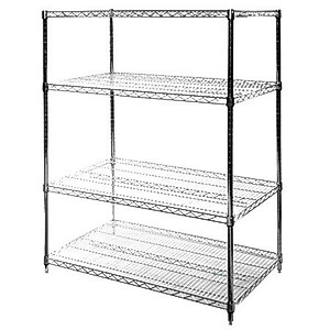 Shelving Inc. 24" d x 42" w x 72" h Chrome Wire Shelving with 4 Tier Shelves, Weight Capacity 800lbs Per Shelf