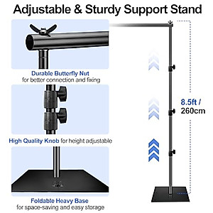 EMART Heavy Duty Backdrop Stand 8.5x10ft(HxW) Adjustable Background Support System Kit with Steel Base for Photography, Photo Backdrop Stand for Parties Birthday Video Studio - Black