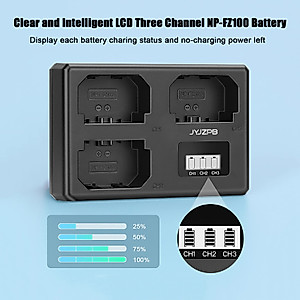 JYJZPB 3 Pack NP-FZ100 Replacement Battery for Sony A7III, A7IV, A7R III, A9, A6600, A6700, A9S, A7R3, A7S III, A7R III, and Triple Sony Battery Charger for Sony NPFZ100 Z-Series Battery Pack