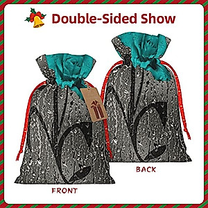 Teal Gray Rose Flowerchristmas Drawstring Gift Bag, Linen Drawstring Gift Bag, Reusable Drawstring Gift Bag, Used For Christmas, Birthday, Wedding Supplies