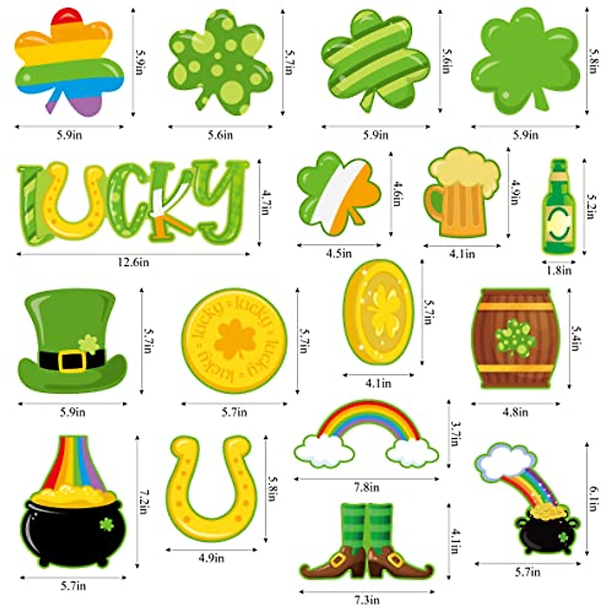 25 Pieces St. Patrick's Day Cutouts Lucky Shamrock Cutouts for Home Classroom St. Patrick's Day Bulletin Board Decorations