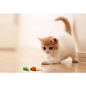 AXEL PETS 20 Colorful Rainbow V2.0 Mice with Catnip and Rattle Sound Made of Real Rabbit Fur Interactive Catch Play Mouse Toy for Feline Cat, Pack of 20 Mice