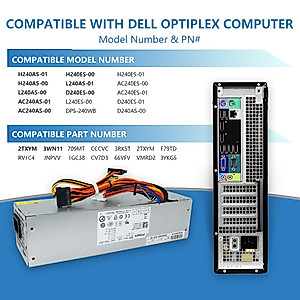 POINWER H240AS-01 H240AS-00 L240AS-00 2TXYM 3WN11 240W Optiplex 7010 SFF Power Supply for Dell Optiplex 390 790 960 990 3010 9010 Small Form Factor Systems CCCVC 3RK5T ac240as-00 D240ES-00