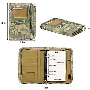 Kosibate Padfolio Ring Binder with 45 Sheets 90 Pages of Loose-Leaf Paper, Weatherproof Notebook Cover, Tactical Notebook with Zippered for Folders, Business Cards Refillable 6-Ring Notepad(5.5"x8.5")