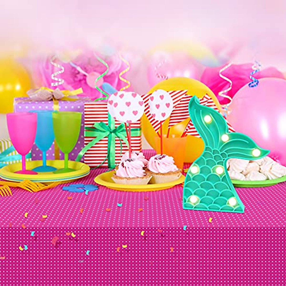 Radidi Mermaid Tail Decor Light Mermaid Tail Party Decoration Christmas Gift Cute Mermaid Table Lamp Battery Operated for Desk,Bedroom,Wall Decor,Baby Shower,Kids' Room,Holiday Decor,Home Decorations