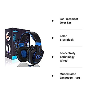 Anivia Computer Over Ear Headphones Wired with Microphone Updated AH28 3.5mm Stereo Headsets Gaming Headset with Volume Control, Noise Isolating for Multi-Platform, Black Blue