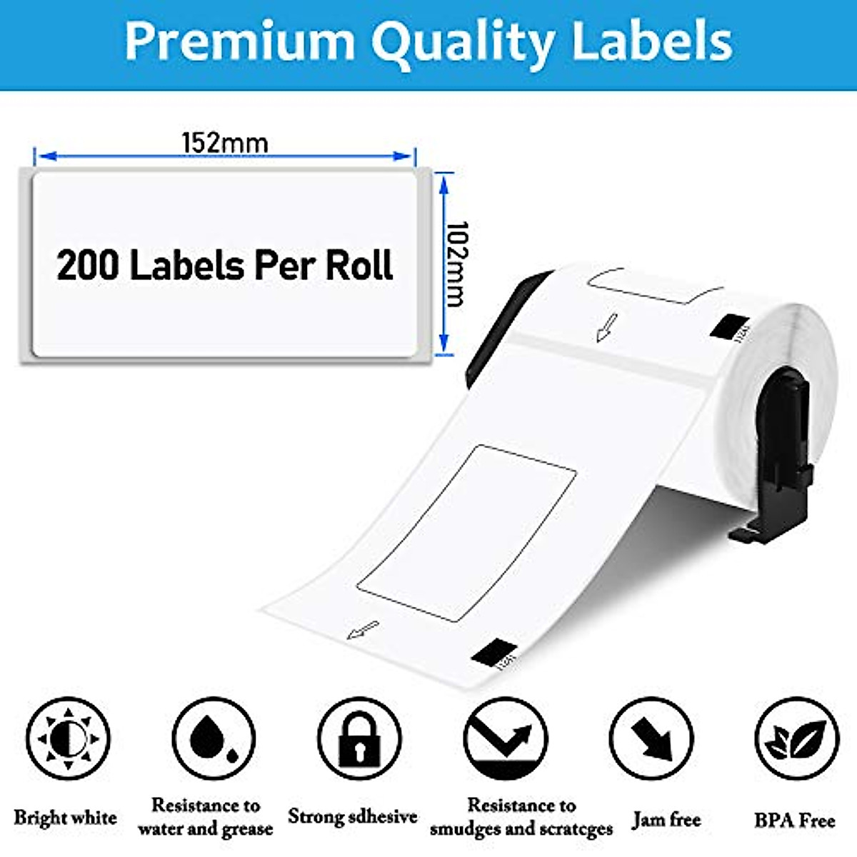 GREENCYCLE 6 Rolls Replacement DK1241 DK-1241 Die-Cut Standard Shipping Labels 4" x 6" (152mm x 101mm) W/Cartridge Compatible for Brother QL-1050 QL-1050N QL-1060N QL-1100 QL-1110NWB, 200 Labels/Roll