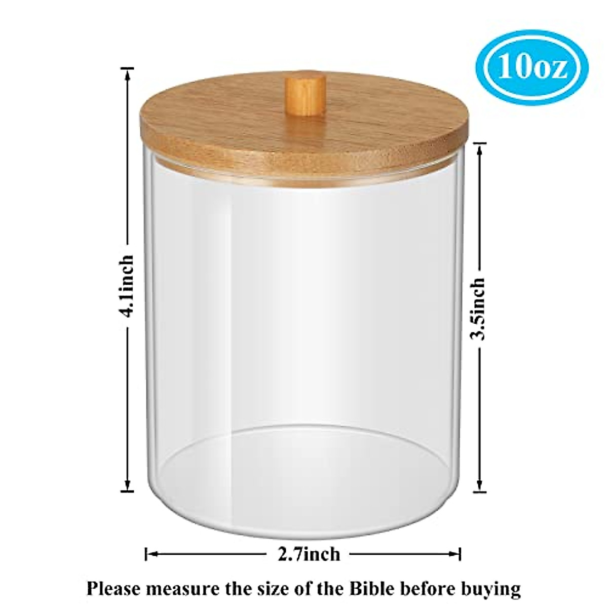 AUANIYAN 4 Pack Qtip Holder Dispenser for Cotton Ball, Round Swab Holder, Acrylic Clear Apothecary Jars for Bathroom Canister Accessories Storage Organizer