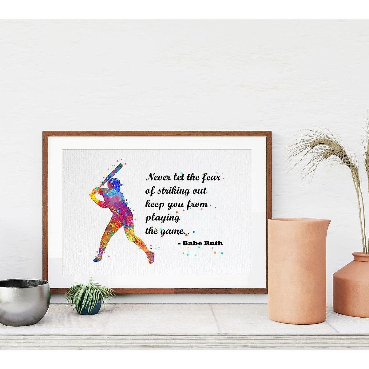 Dignovel Studios 8X10 Unframed Baseball Practice Never Let the Fear of Striking Out Quotes Watercolor Art Print Inspirational Wall Art Housewarming Office Home Decor DN554
