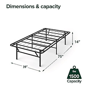 ZINUS SmartBase Heavy Duty Mattress Foundation, 14 Inch Metal Platform Bed Frame, No Box Spring Needed, Sturdy Steel Frame, Underbed Storage, Twin