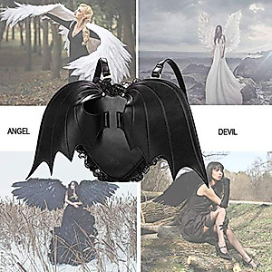 Women Backpack Novelty Bat Wings Daypack Gothic Purse Punk Lace Lolita Bag Lady, Black
