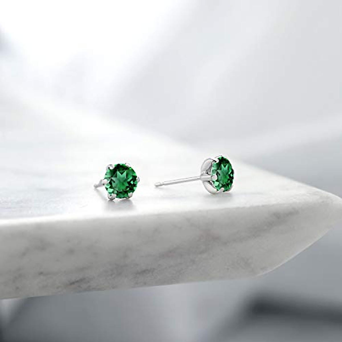 Gem Stone King Pure PT950 Platinum 950 Six Prong 6MM Round Gemstone Birthstone Stud Earrings For Women
