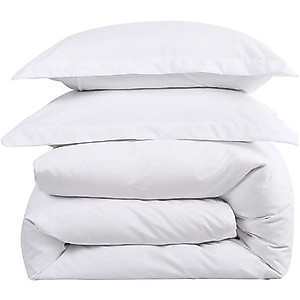 Premium Quality 120x120 Super King Plus White Solid Duvet Cover Set Zipper Closure & Corner Ties Easy Fit,Breathable 800-TC Ultra Soft Pillow Sham 2pc 100% Soft Egyptian Cotton