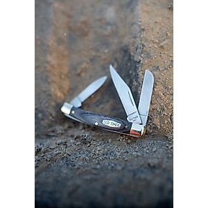 Old Timer Heritage Series 34OT Middleman 5.7in Traditional Folding Pocket Knife with Stainless Steel Clip Point Blade, Sheepsfoot Blade, Pen Blade, and Laminate Handle for Hunting, EDC, and Outdoors