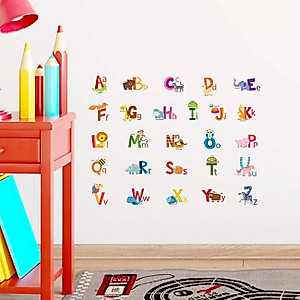 DECOWALL DS-8002 Animal Alphabet Kids Wall Stickers Wall Decals Peel and Stick Removable Wall Stickers for Kids Nursery Bedroom Living Room (Small) Decor