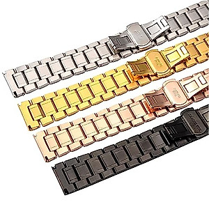 Niziruoup 22mm Stainless Steel Watch Band Universal Metal Watch Strap Smartwatch Replacement Band Men Women fit Most Traditional Watches, Stainless Steel, Gold