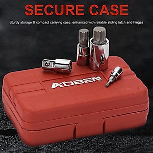 AOBEN 15 PCS XZN Triple Square Spline Bit Socket Set, S2 Alloy Steel Bits with Cr-V Steel Socket, M4-M18, Includes Socket Adapters