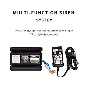YHAAVALE MP3 Multifunction Police Siren,Bluetooth Y300 Amplifier,Metal Flat Speaker,Electric Emergency Signal Division PA System for Vehicles