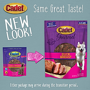 Cadet Gourmet Duck Breast Jerky Dog Treats, Healthy, Long-Lasting High-Protein Training Treats for Small & Large Dogs, 40 oz.