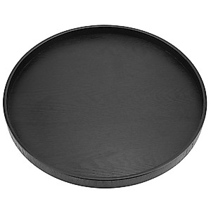Modern Serving Tray,Round Leather Tray for Coffee Table,Round Serving Tray,Round Tray Round Shape Solid Wood Tea Coffee Snack Food Meals Serving Tray Plate Restaurant Trays(Black)